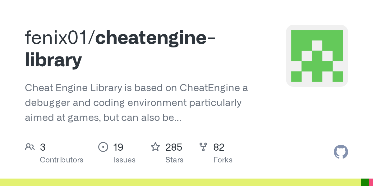前往外部網站 - GitHub - fenix01/cheatengine-library: Cheat Engine Library is based on CheatEngine a ...